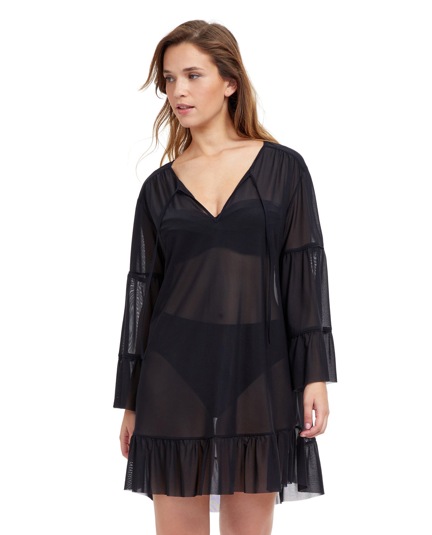 Profile By Gottex Tutti Frutti V Neck Mesh Tunic Cover Up Dress Dress